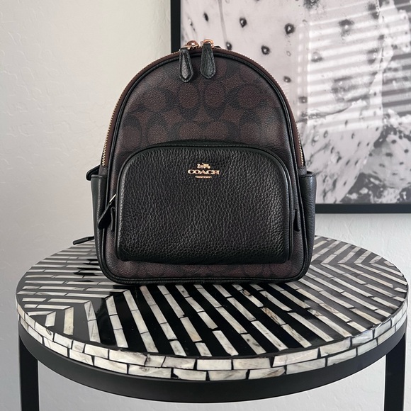 Coach | Bags | Coach Court Signature Mini Brown Leather Backpack | Poshmark